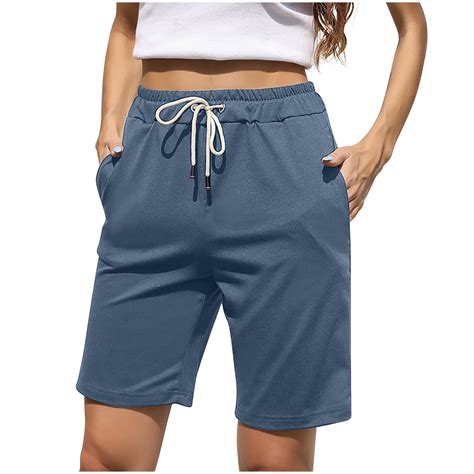 Womens 7 10 Bermuda Shorts Long Comfy Cotton Sweat Shorts Summer