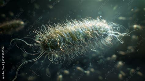 Escherichia Coli Microscopic View Of Singel Bacteria Cell Stock