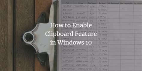 How To Enable Clipboard Feature In Windows