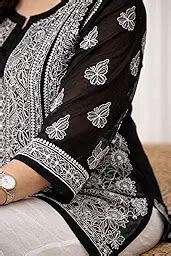 Karigiri Black Chikankari Georgette Short Kurti