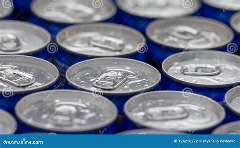 Pattern Repeating Of Beer Cans In Alcohol And Beverage Department Of