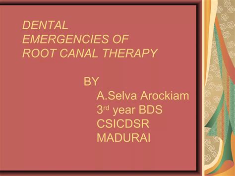 Endodontic Emergencies Ppt