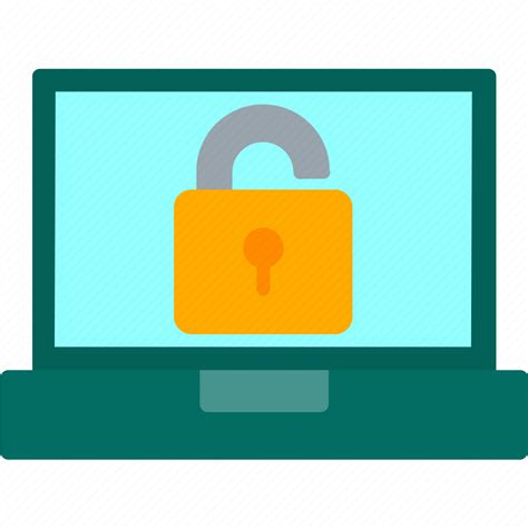 Safety Security Unlock Unlocked Laptop Icon Download On Iconfinder