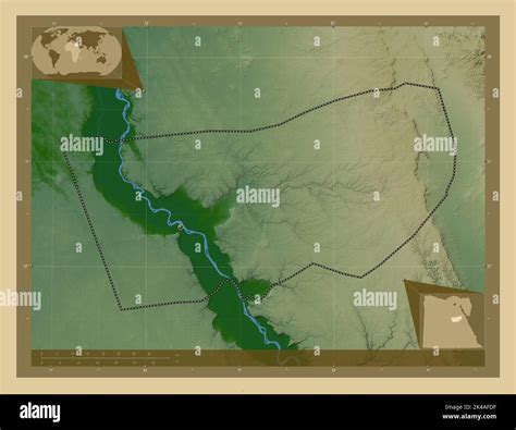 Asyut Governorate Of Egypt Colored Elevation Map With Lakes And