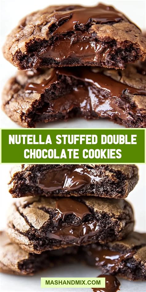 Nutella Stuffed Double Chocolate Cookies Mash And Mix