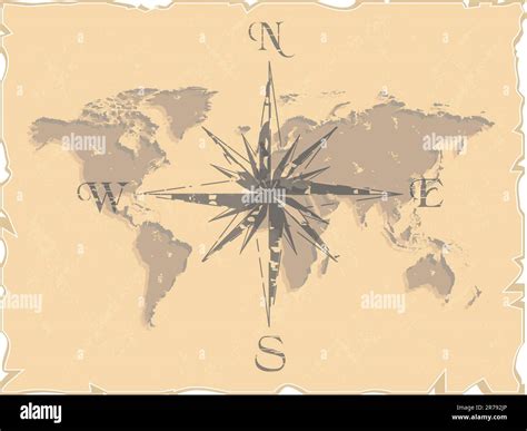 World Map With Compass Stock Vector Image And Art Alamy
