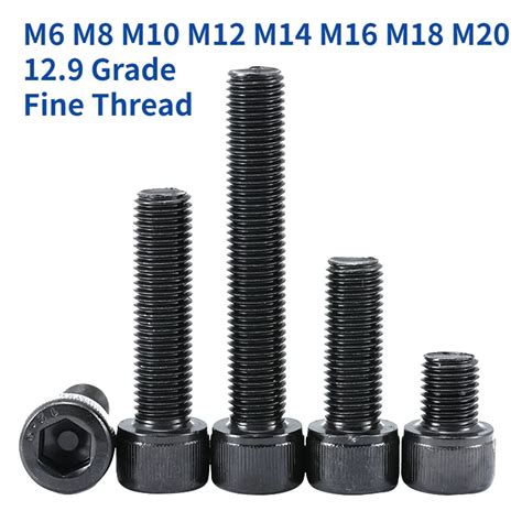 M6 M8 M10 M12 M14 M16 M18 M20 12 9 Grade Fine Thread Hexagon Hex Socket Cap Head Screws Allen