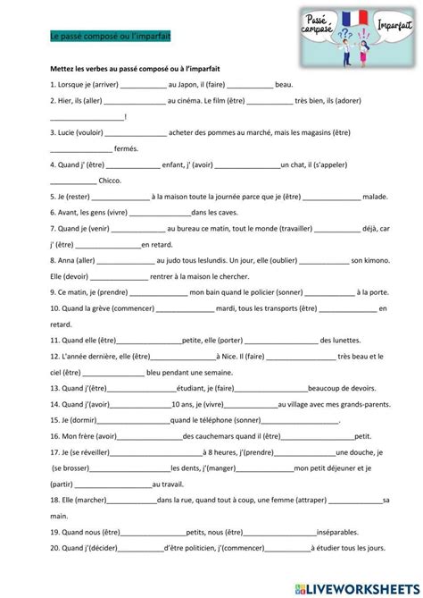 Worksheet Passé Composé Ou Imparfait