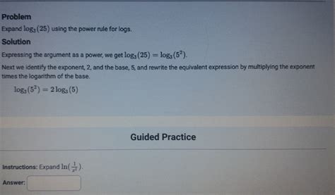 solved problem expand log 3 25 using the power rule for logs