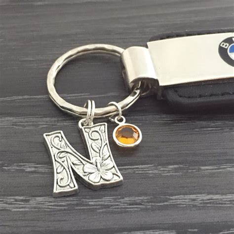 Initial N Keychain Personalized With Topaz By Luckyucharms On Etsy