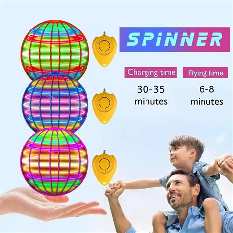 Hand Controlled Flying Spinner With Led Light Display And Boomerang Re
