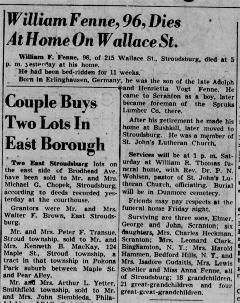 William Fenne Obit ™