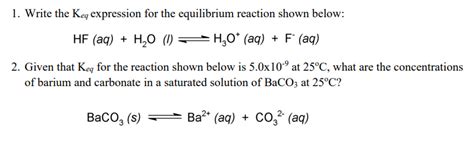 Solved Write The Keq ﻿expression For The Equilibrium