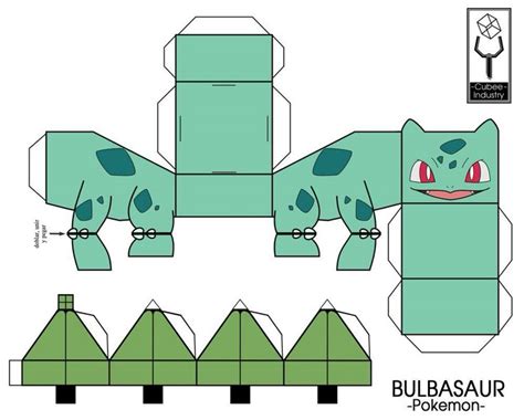 Papercraft Pokémon Lola Créa Bulbasaur Pokemon Pokemon Papercraft Artesanato Pokemon