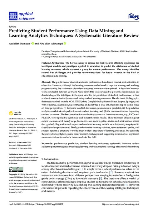 (PDF) Predicting Student Performance Using Data Mining and Learning Analytics Techniques: A ...