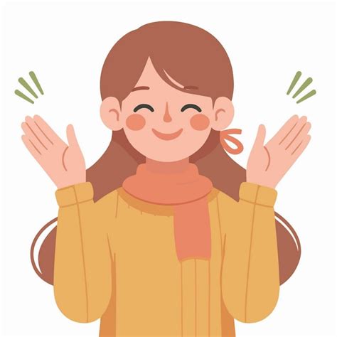 Premium Vector Vector Illustration Of Happy Young Woman Clapping Her Hands