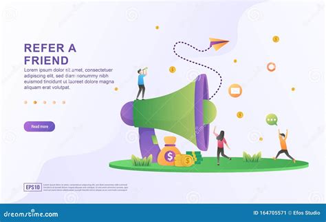 Refer A Friend Illustration Concept People Share Info About Referral