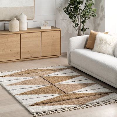 Foundry Select Kali Geometric Shag Area Rug For Living Room Bedroom