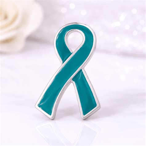 Bulk Teal Ribbon Awareness Pins For Ovarian Cancer Ptsd Sexual