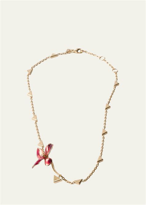 Prada Floral Enamel Triangle Station Necklace Bergdorf Goodman