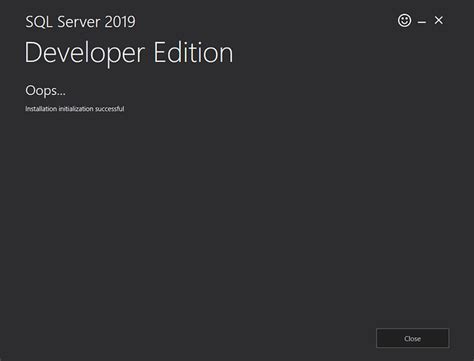 lỗi khi cài sql server 2019 installation initialization successful