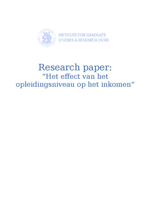 Final Paper Advanced Multivariate Analysis Research Paper “het Effect Van Het