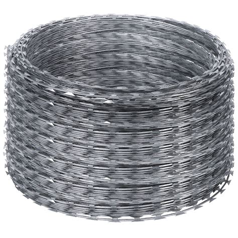 Sainspeed Razor Wires 500ft Razor Barbed Wire 10 Coils 50 Ft Per Roll Razor Wire Galvanized