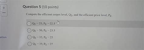 solved 9question 5 10 ﻿points compute the efficient output
