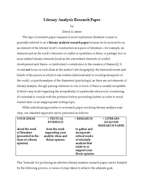 Literary Analysis Research Paper Fall 2014 Pdf Citation Academic