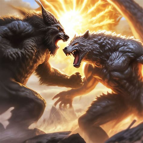 Werewolf Vs Dragon Man Battle In The Sun Attention To Detail High