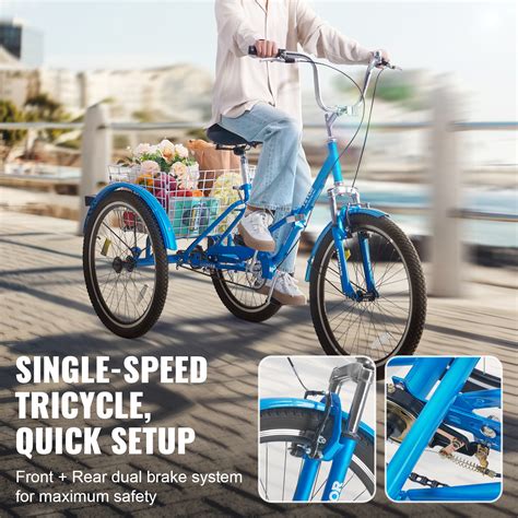 Vevor Folding Adult Tricycle 262420 71 Speed 3 Wheel Trikes
