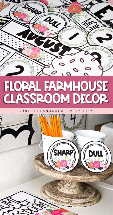 Farmhouse Floral Classroom Decor Bundle Confetti And Creativity Elementary Classroom Decor
