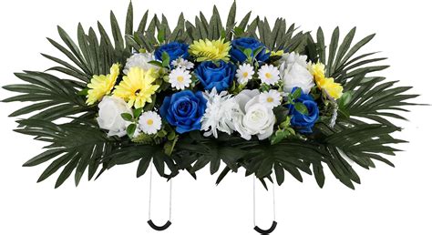 Memobloom Headstone Flower Saddle For Grave Artificial