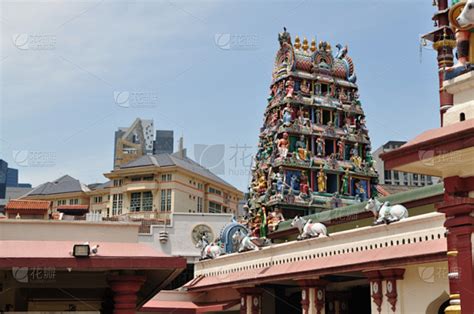 马里亚曼印度庙天空水平画幅新加坡夜晚无人户外都市风景现代城镇