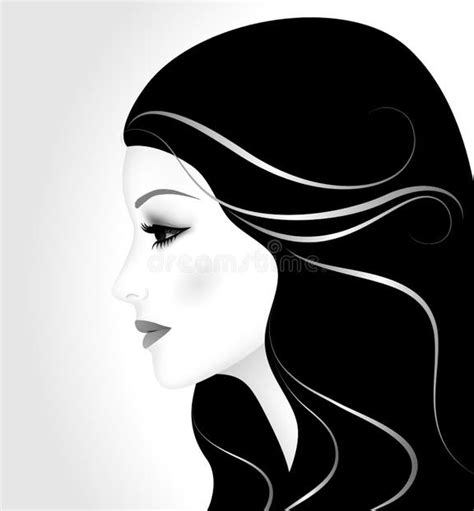 Beautiful Girl With Long Hair Profile Stock Vector Illustration Of