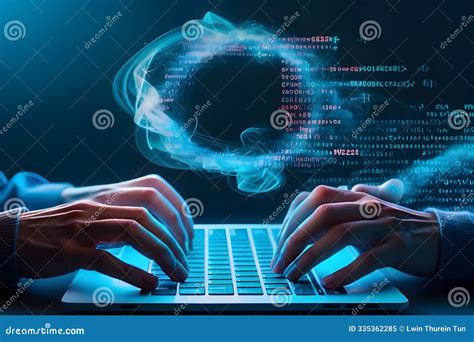 Close Hand View With Digital Coding With Database Stock Illustration