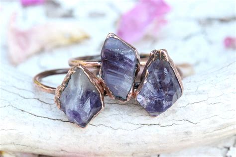 Raw Amethyst Ring Raw Crystal Ring Raw Crystals And Stones Etsy