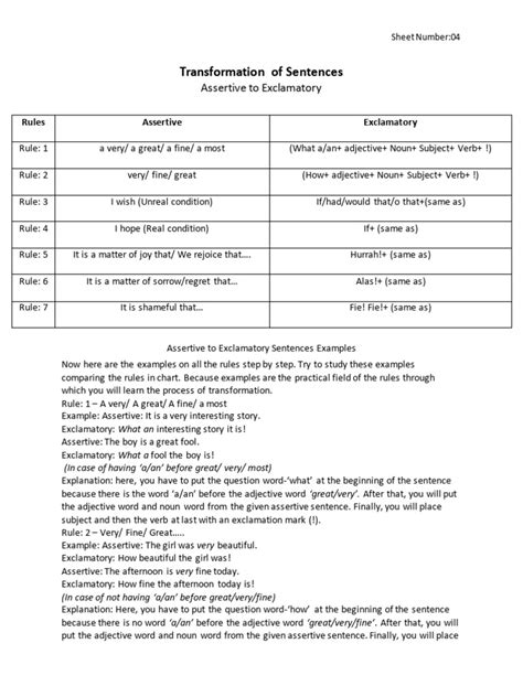 Assertive To Exclamatory Pdf Verb Sentence Linguistics