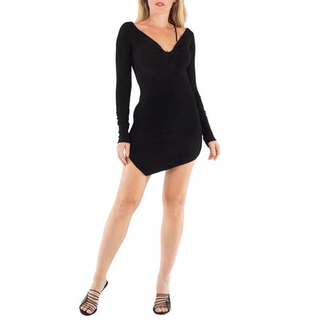 The Attico Ladies Black Desai Asymmetric Minidress Brand Size 40 Us