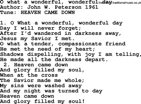 Most Popular Church Hymns And Songs O What A Wonderful Wonderful Day