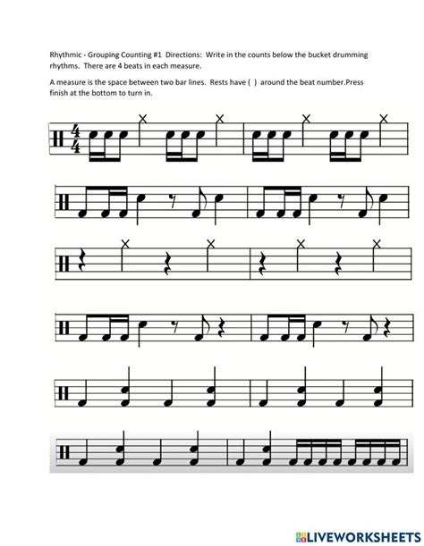 High Hopes Bucket Drumming Rhythm Counting Worksheet Worksheet