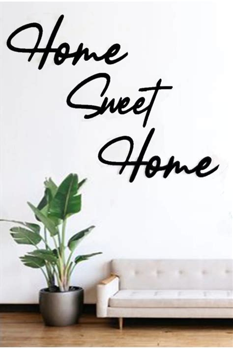 Lowenart Siyah Ahşap Home Sweet Home Duvar Yazısı Dekoru Kapı Süsü Antre Ev Için Lazer Kesim