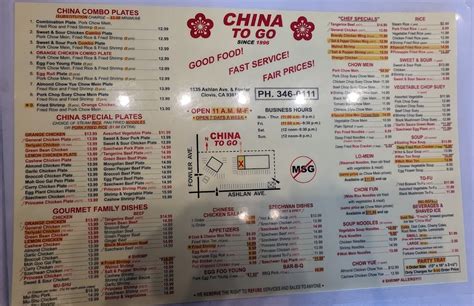 China To Go Menu Latest Updated Menu
