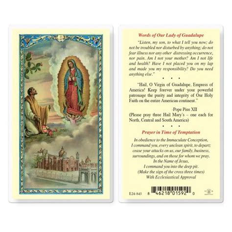 Words Of Our Lady Of Guadalupe Laminated Prayer Card