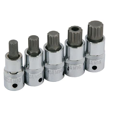5pc 1 2in Dr Spline Bit Set All Tools Direct