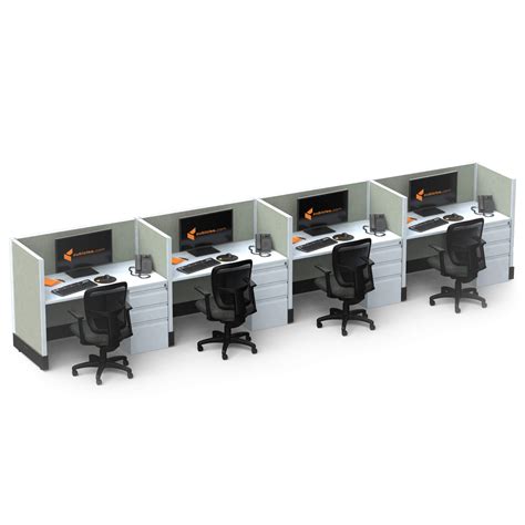 Small Office Cubicles 39h 4pack Inline Unpowered By