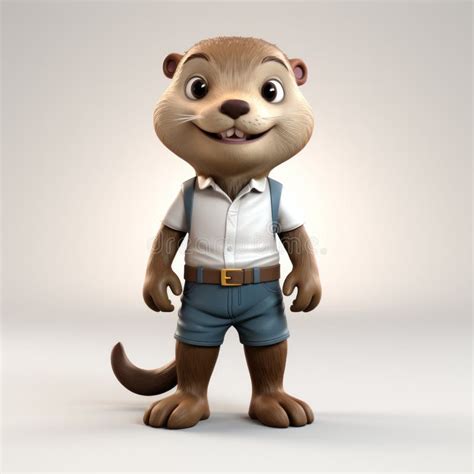 3d Rendered Beaver Model Cute Mascot In Zbrush Style Stock Illustration Illustration Of