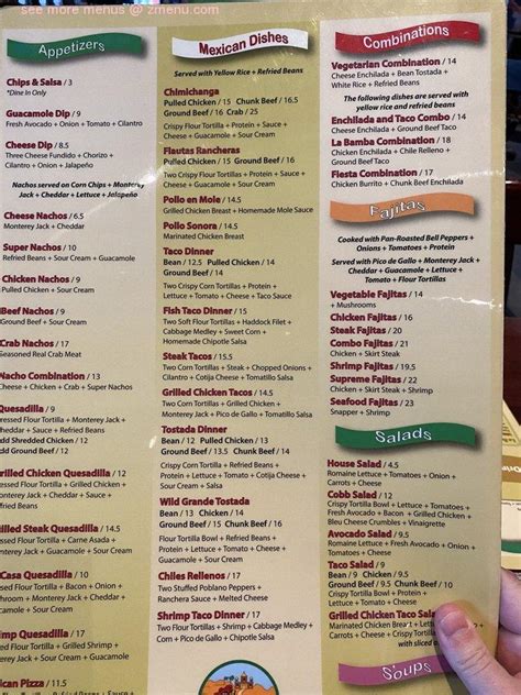 Online Menu Of La Bamba Mexican And Spanish Restaurant Restaurant North