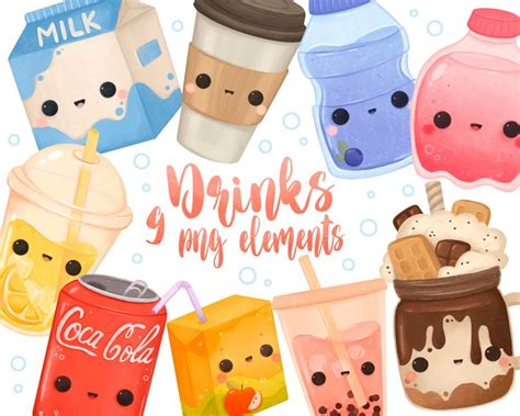 Cute Kawaii Drinks Clip Art Food Clipart Coffee Png Lemonade Bubble