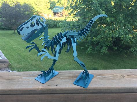 Metal Raptor Dinosaur 3d Metal Dinosaur Statue Metal Yard Etsy Canada